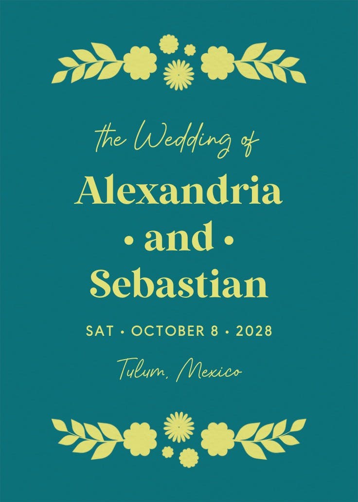 Fiesta Florals - Wedding Poster Template (Free) | Greetings Island