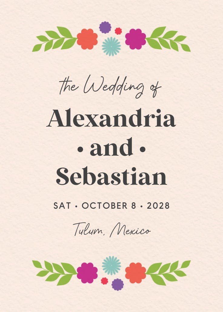 Fiesta Florals - Wedding Poster Template (Free) | Greetings Island