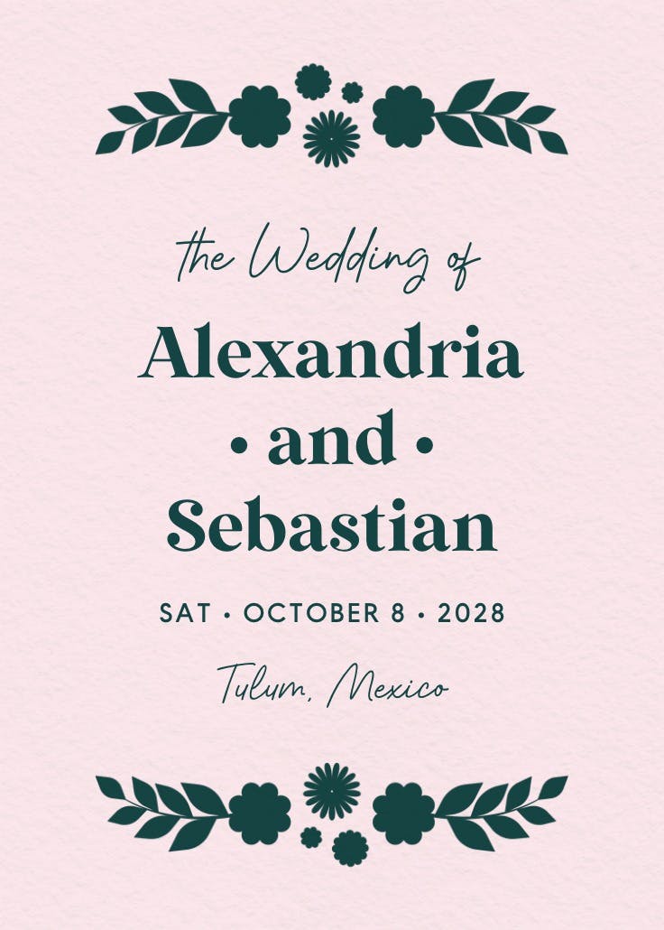 Fiesta Florals - Wedding Poster Template (Free) | Greetings Island