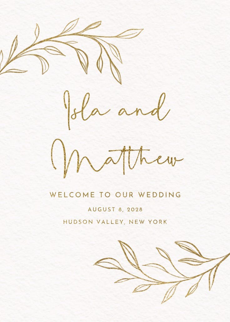 Linear Leaves - Wedding Poster Template (Free) | Greetings Island