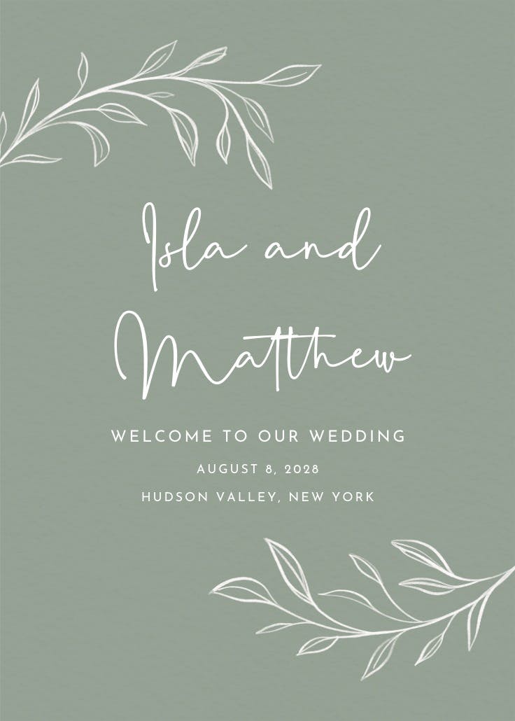 Linear Leaves - Wedding Poster Template (Free) | Greetings Island