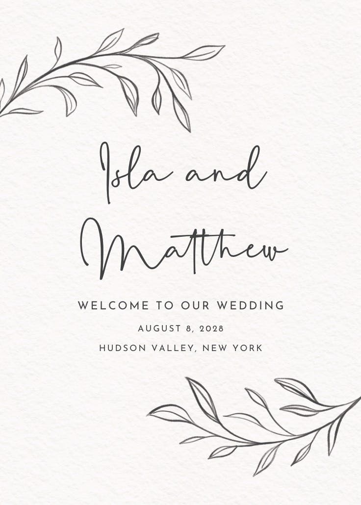 Linear Leaves - Wedding Poster Template (Free) | Greetings Island