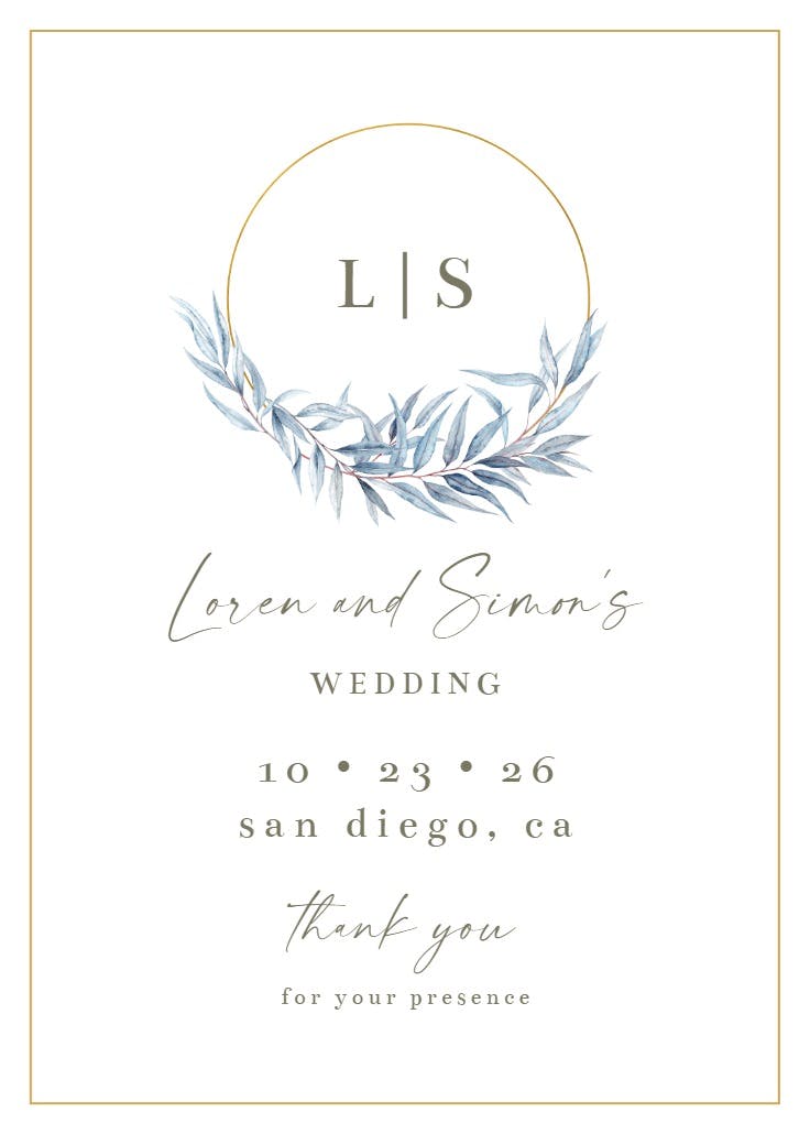 Monogram Navy Leaves - Events Poster Template (Free) | Greetings Island