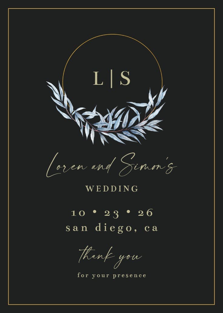 Monogram Navy Leaves - Events Poster Template (Free) | Greetings Island