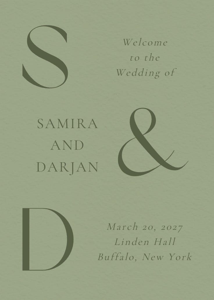 Oversized Initials - Wedding Poster Template (Free) | Greetings Island