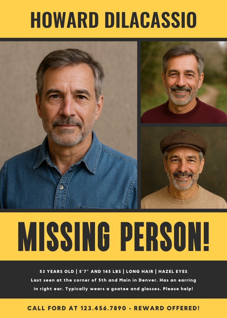Caution Stripes - Missing Poster Template (Free) | Greetings Island