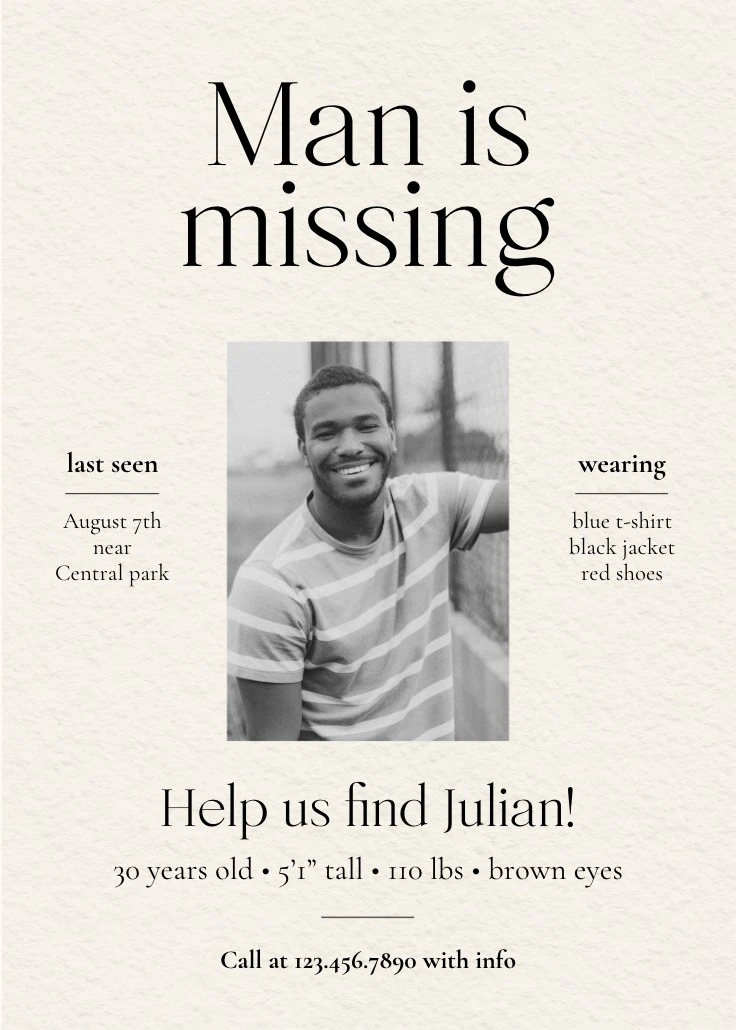 Free Missing Poster Templates | Greetings Island