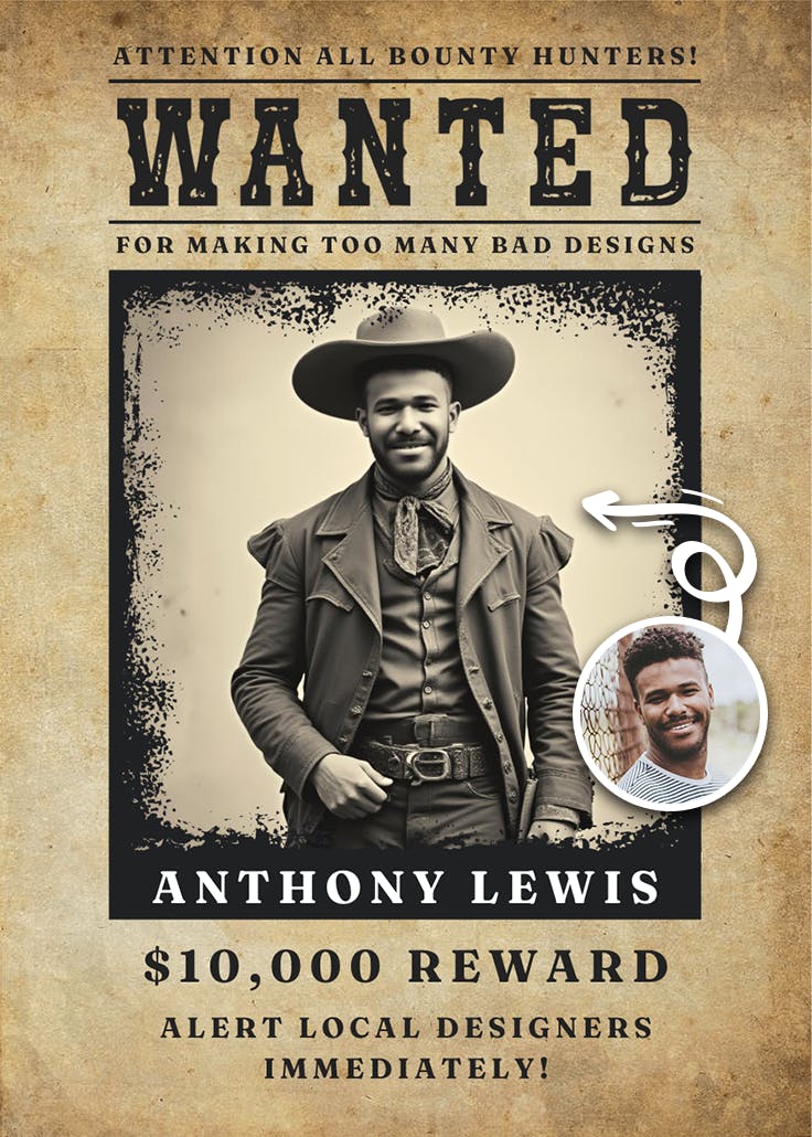 Bad Designer - Wanted Poster Template | Greetings Island